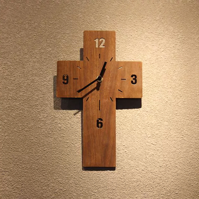 Oak Cross Wall Clock - Cherish The Time 十字架挂钟-爱惜光阴- Christian Gifts ...